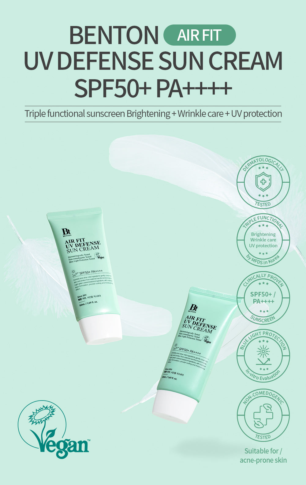 Benton Air Fit UV Defense Sun Cream SPF50+ PA++++ 50ml – WowDrops